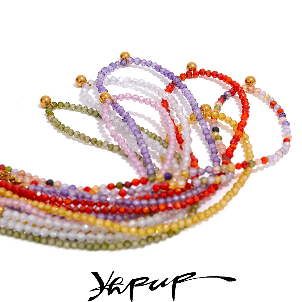 Yhpup-Colorful-Bling-Cubic-Zirconia-Stainless-Steel-Collar-Necklace ...