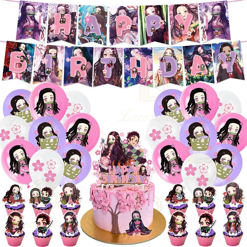 Dem-nio-Slayer-Kamado-Nezuko-Decora-es-Do-Partido-De-Anivers-rio-Crian ...