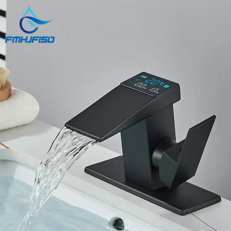 LCD-Digital-Basin-Faucet-Brass-Bathroom-Sink-Faucet-Smart-Home-Hot-Cold ...