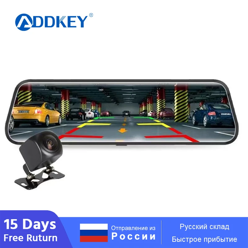ADDKEY 9.66 Inch Car DVR Mirror Video Recorder FHD 1080P Touch Screen ...