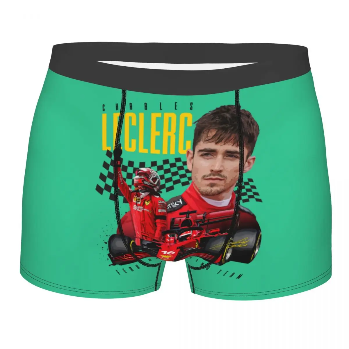 Custom Male Funny Charles Leclerc 16 Sport Racing Car Underwear Boxer ...