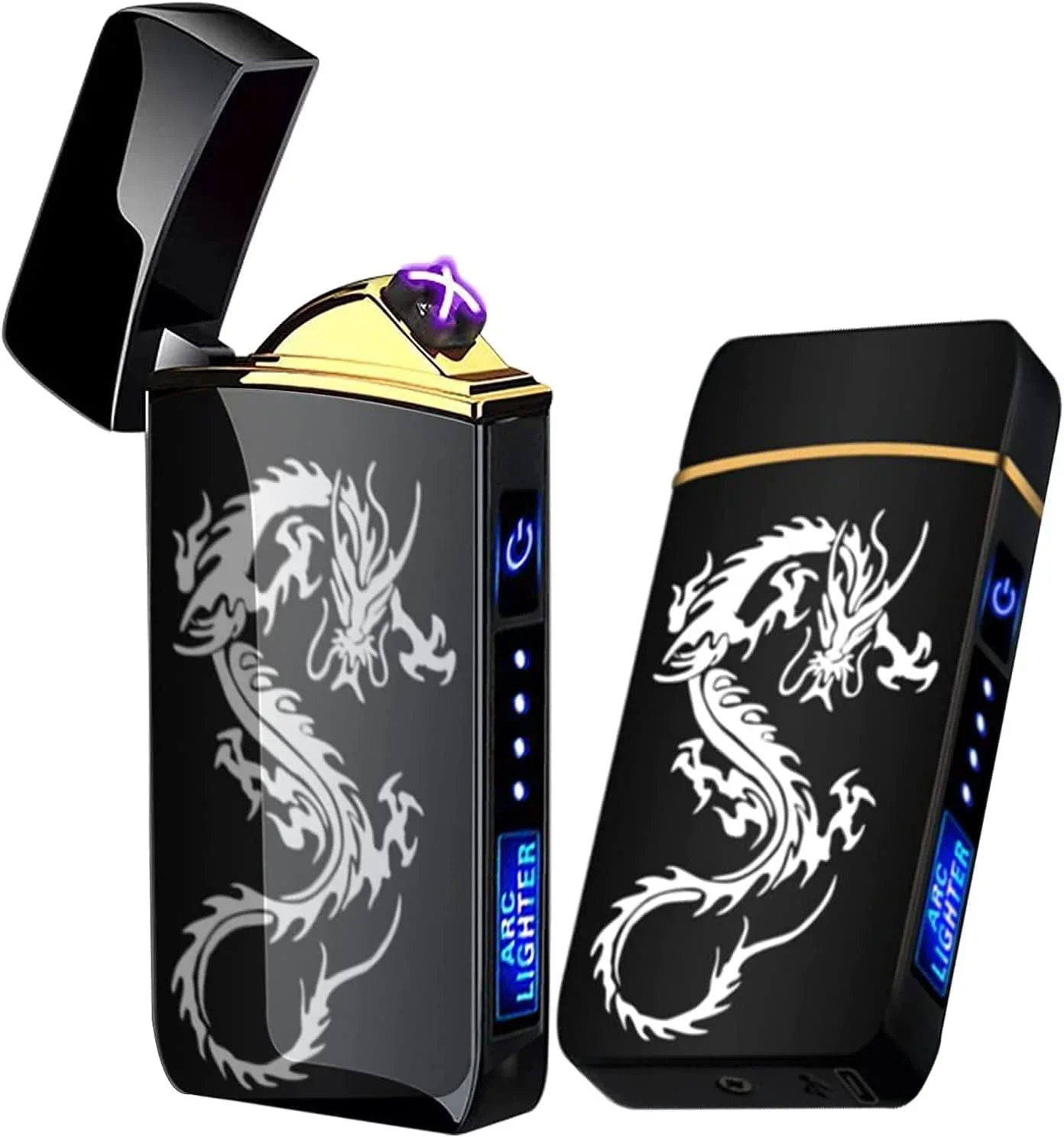 Smart-Windproof-Electric-Metal-Lighter-Flameless-Plasma-Lighter-Double ...