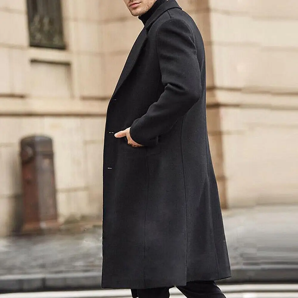 HOTWinter-Men-Long-Sleeve-Buttons-Jacket-Overcoat-Mid-length-Trench ...