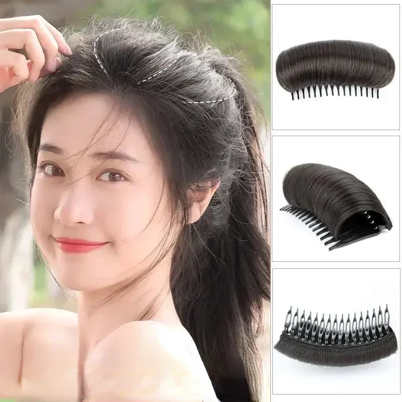 Puff-Hair-Head-Cushion-Synthetic-Hair-Pad-Invisible-Fluffy-Pad-Clip-Bun ...