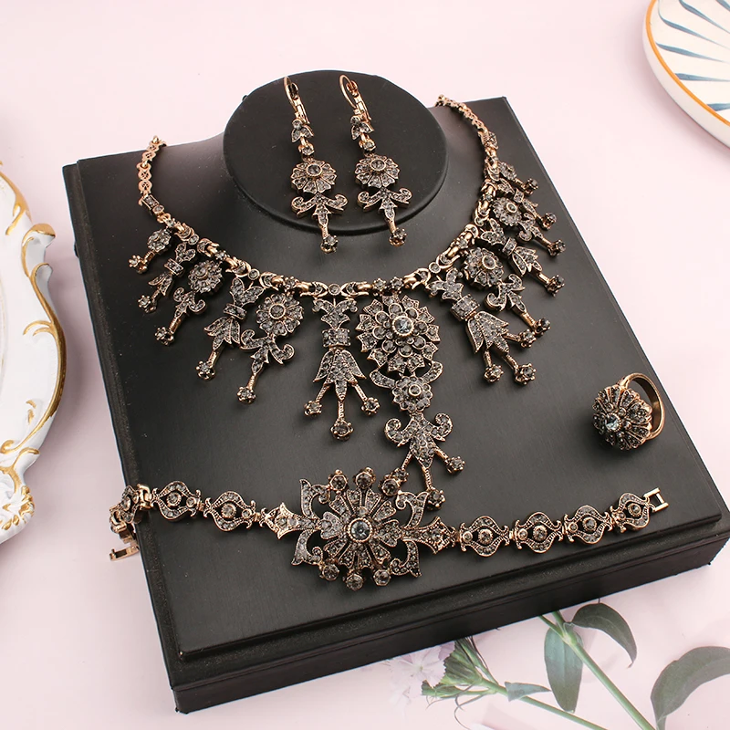 Vintage-Women-Jewelry-Sets-Fine-Floral-Jewelry-Sets-Earrings-Necklaces ...