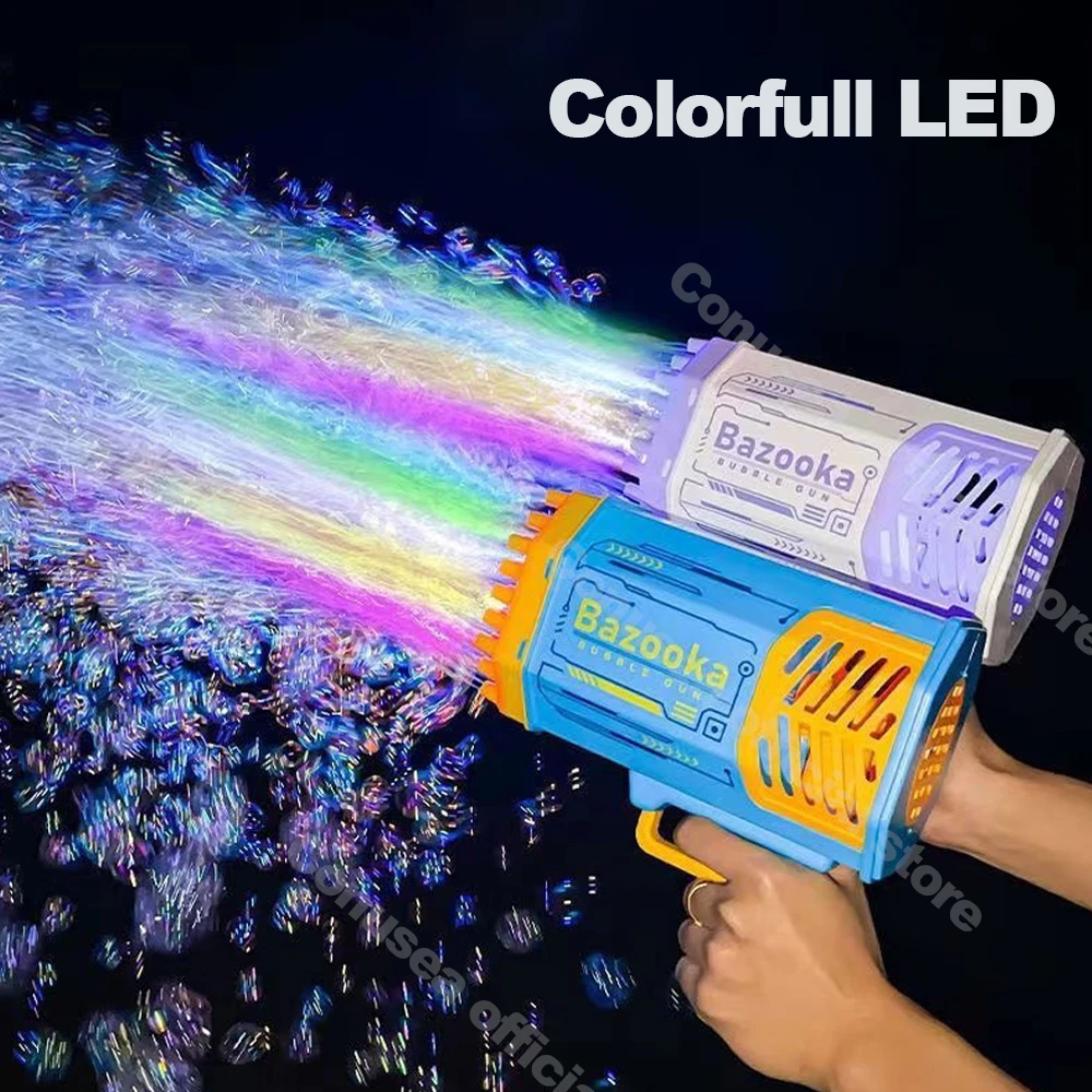 Electric Led Bubble Guns With 2 Concentrate Soapy Water Bubbles Maker ...