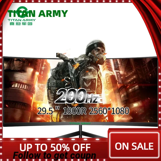 TITAN ARMY 30 inch 2K 200Hz Curved Gaming Monitor 21:9 2560×1080 Ultra ...