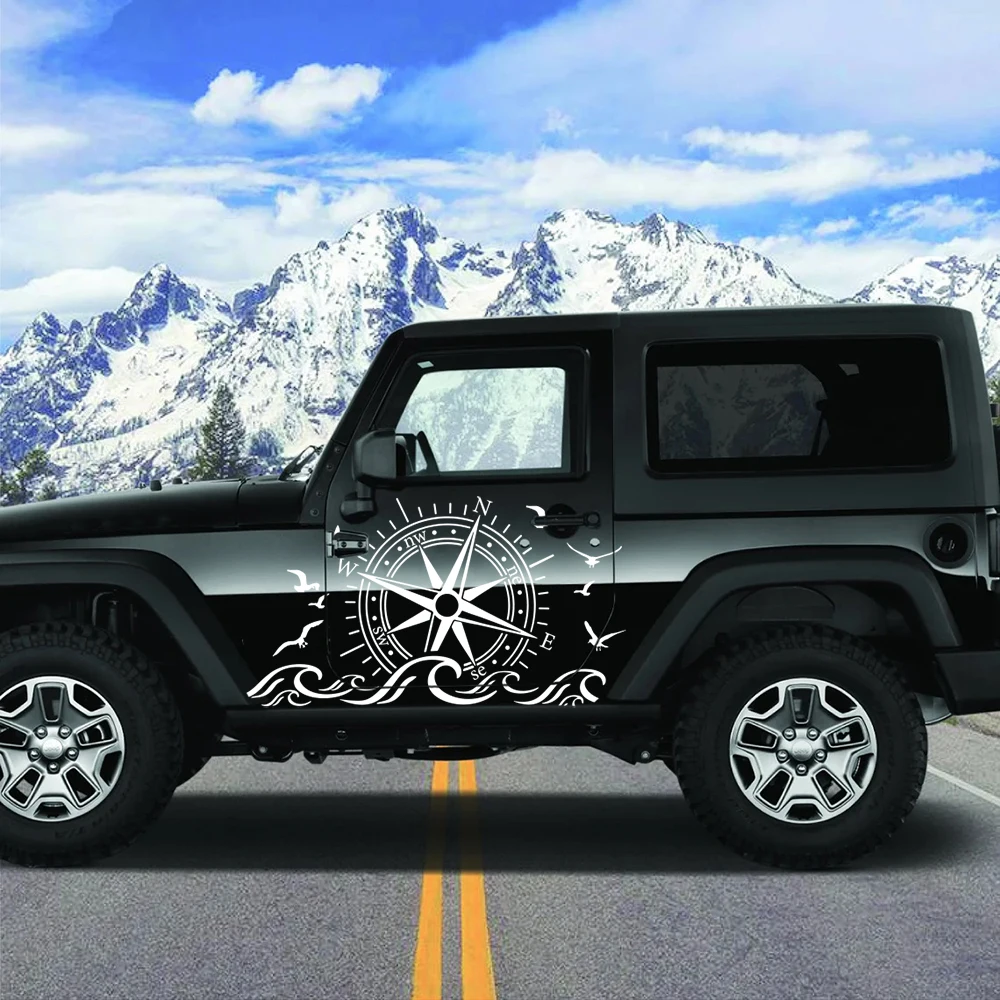 Large Compass Wave Bird Car Sticker Nautical Ocean Landscape Truck Auto ...