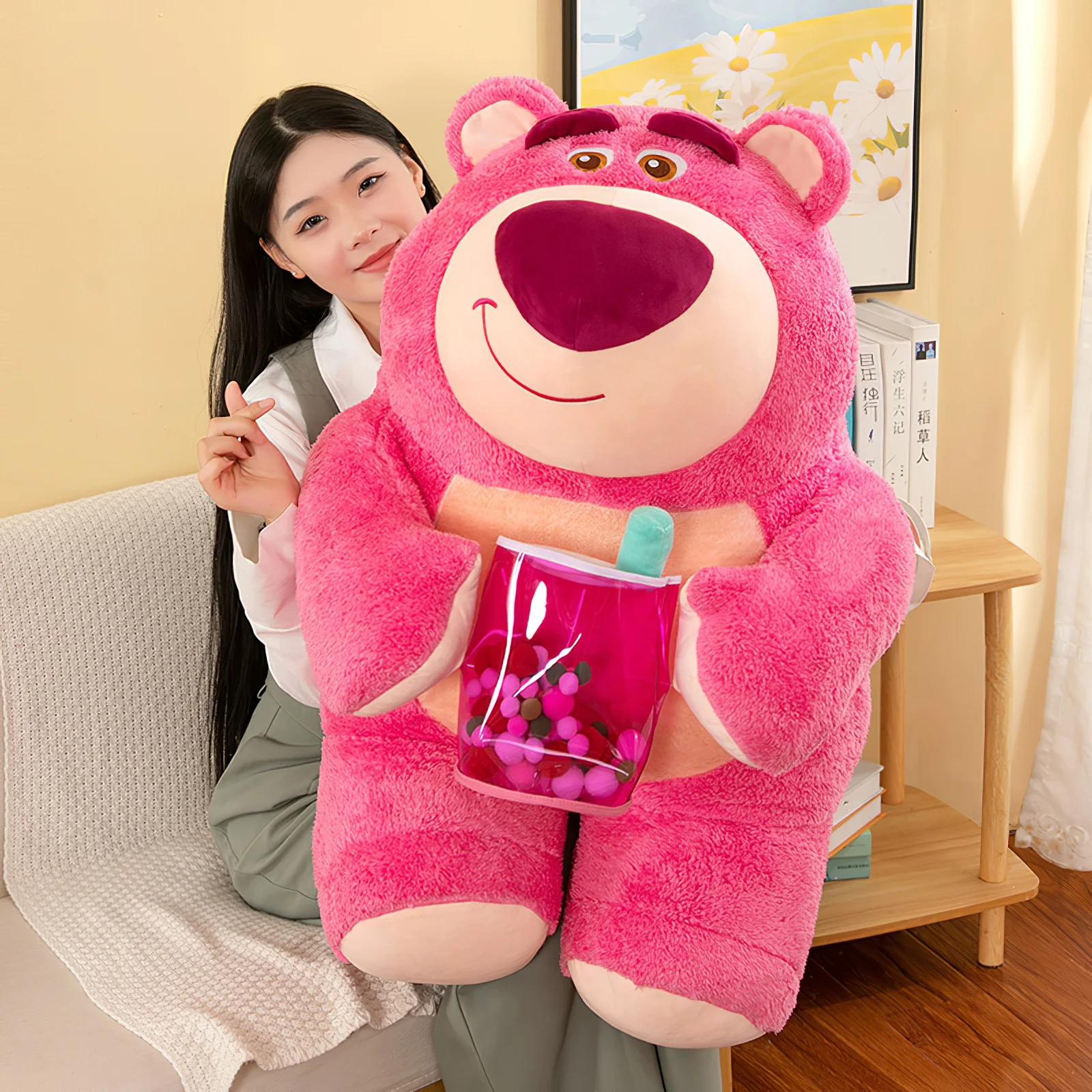 Cartoon Anime Toy Story Lotso Plush Toy Kawaii Milk Tea Strawberry Lots ...