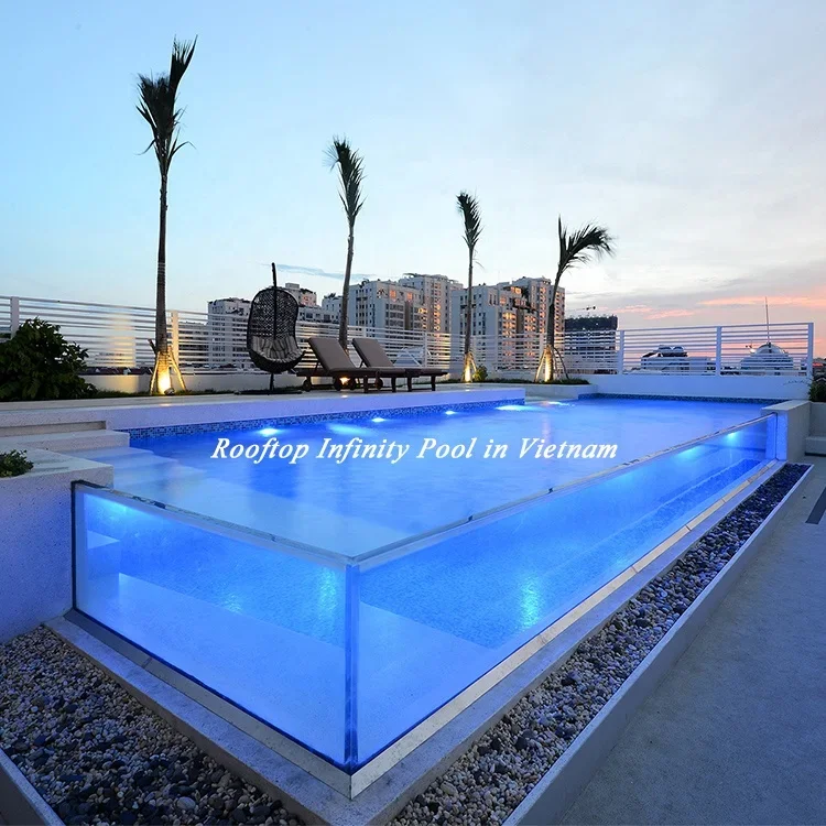 Above ground glass pool store