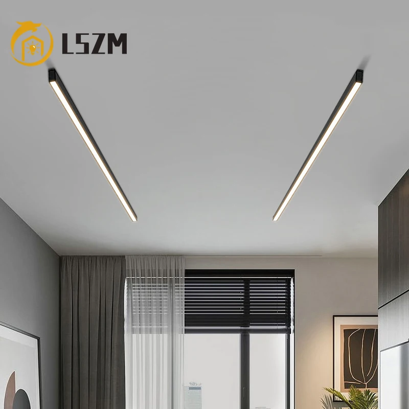 Luz Led lineal de aluminio montada en superficie, iluminación de techo ...