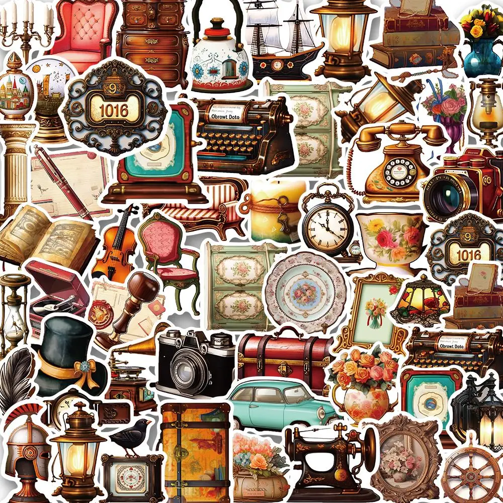 10-25-50pcs-Vintage-European-and-American-Object-Stickers-Personalized ...