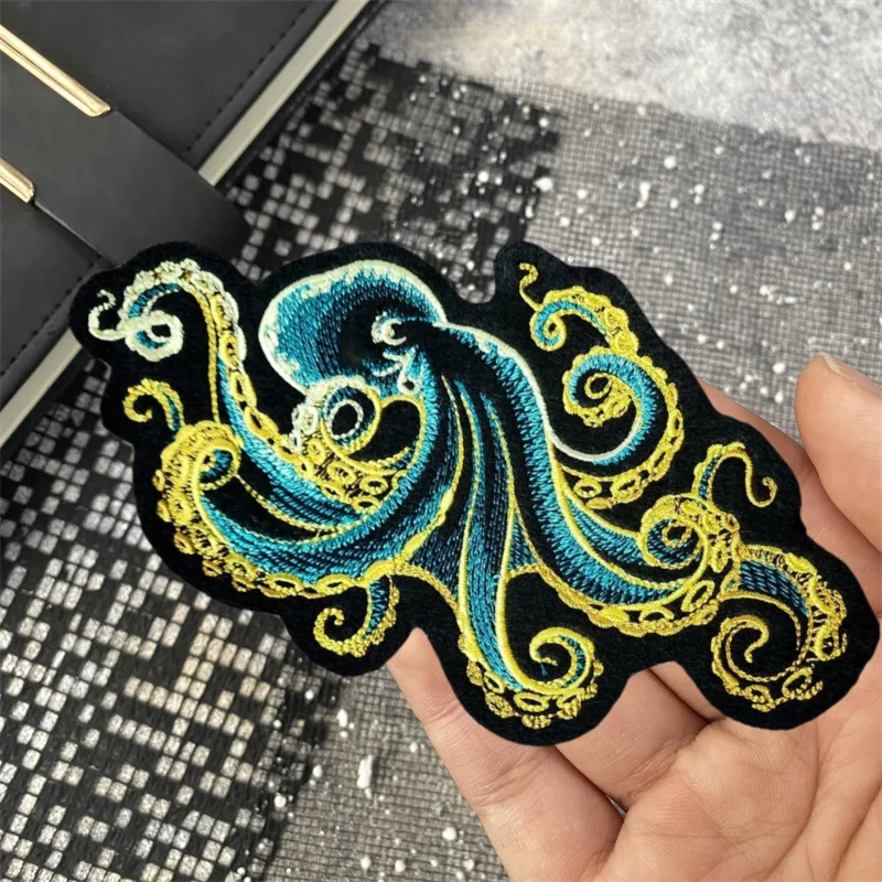 Blue Octopus Embroidered Tactical Patch – Morale Badge with Hook & Loop ...