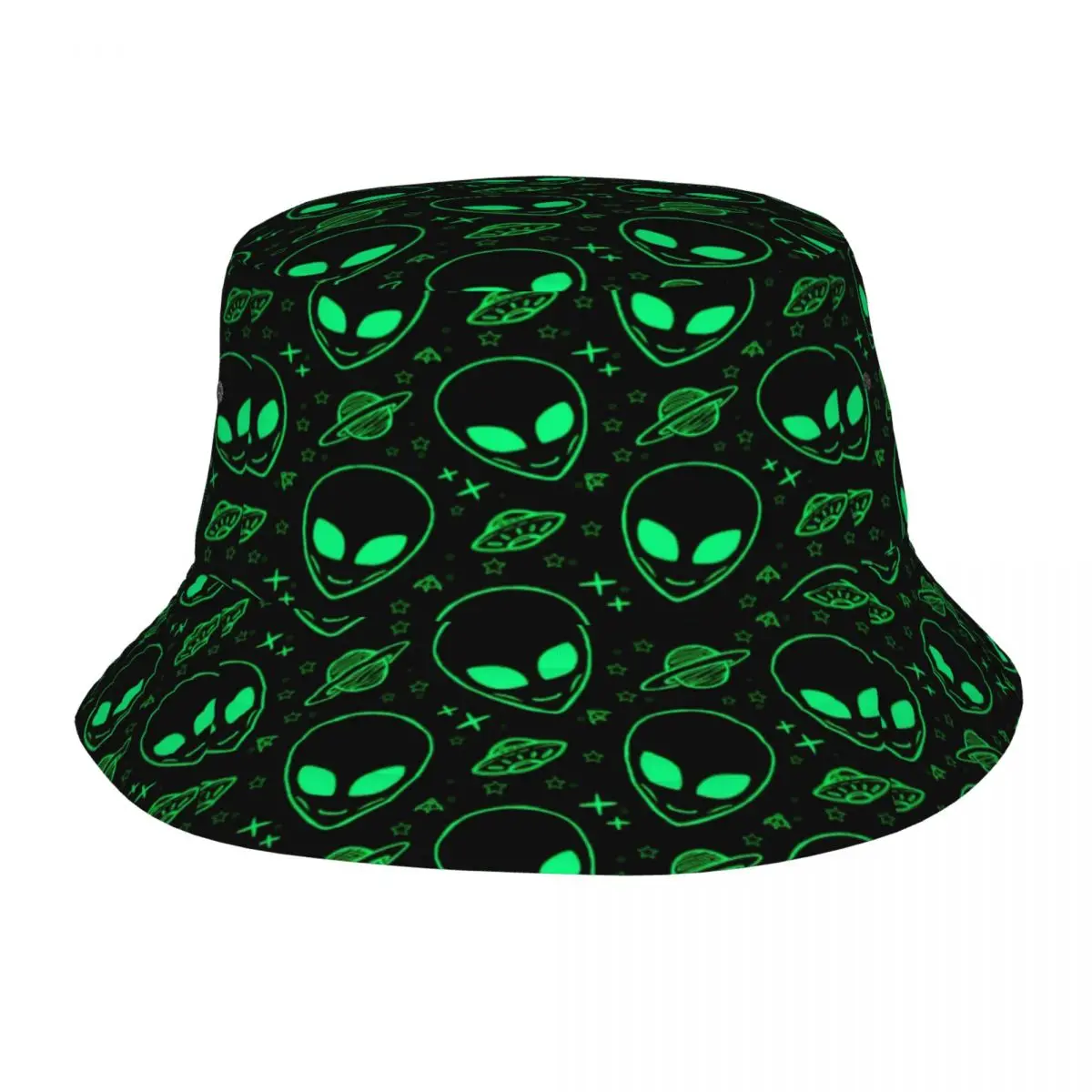 Foldable-Cute-Aliens-And-Ufo-Pattern-Print-Bucket-Hat-for-Men-Women ...