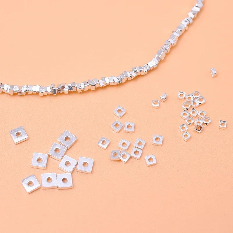 10pcs925-Sterling-silver-mini-broken-bead-square-gasket-handmade-DIY ...