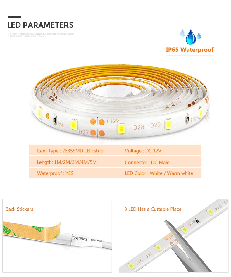 BANDE LED,COB LED Strip-blanc chaud-1m--Bande lumineuse LED COB - 2835 ...