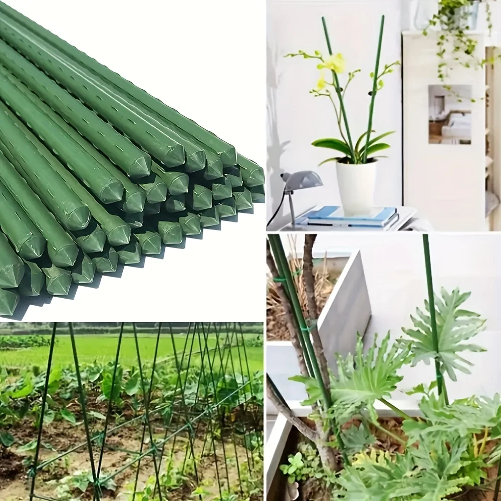 12-garden-wooden-stakes-and-steel-plant-poles-support-climbing-and ...