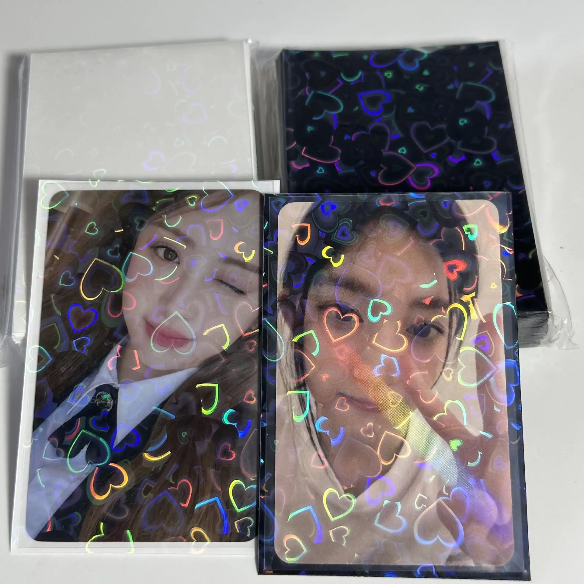 MINKYS-Glittery-Love-Heart-50pcs-pack-61mm-91mm-Kpop-Toploader-Card ...