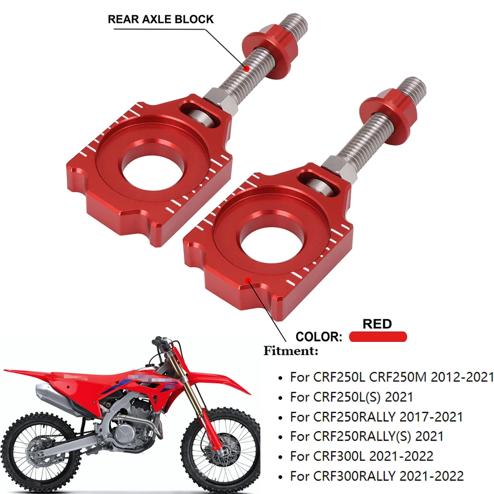 Motorcycle-CNC-Red-Adjustable-Axle-Block-Chain-Adjuster-For-HONDA ...