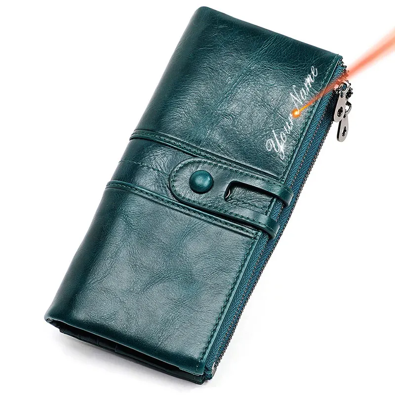 Genuine-Leather-RFID-Women-Long-Wallets-Name-Engraving-Card-Holder ...