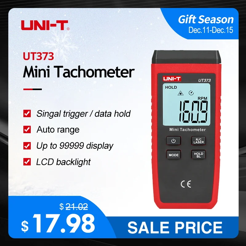 UNI-T-UT373-Digital-Speed-Tachometer-RPM-Laser-Non-contact-Tacometro ...