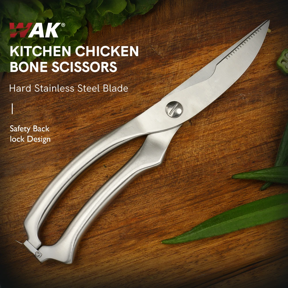 WAK Kitchen Chicken Bone Scissors With Back Lock Multifunctional Sharp ...