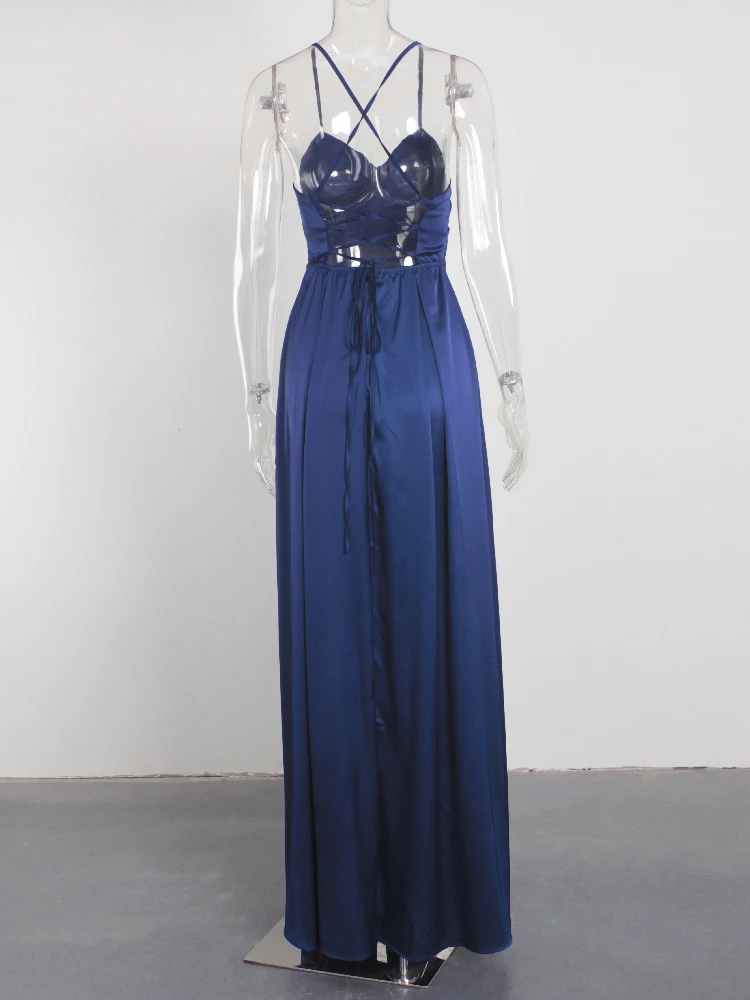 Victorias voguevictoria's vogue Sexy Summer Long Satin Dress Backless ...