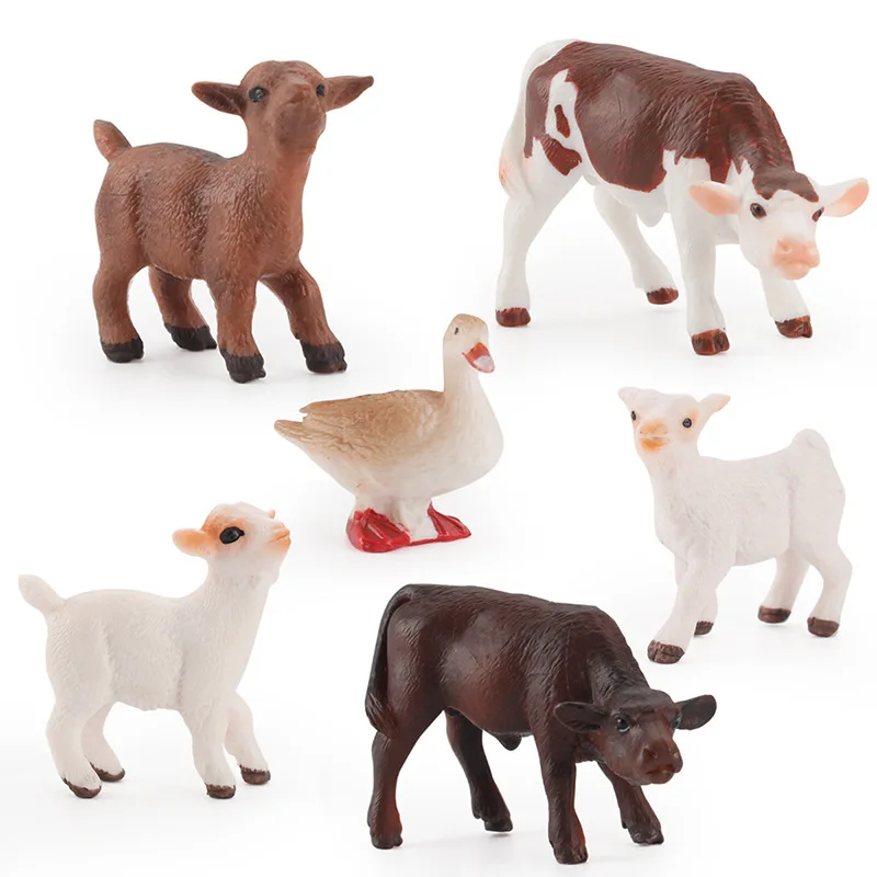 Simulation-Solid-Animal-Cubs-Milk-Cow-Lamb-Goose-Model-Set-Static-Farm ...