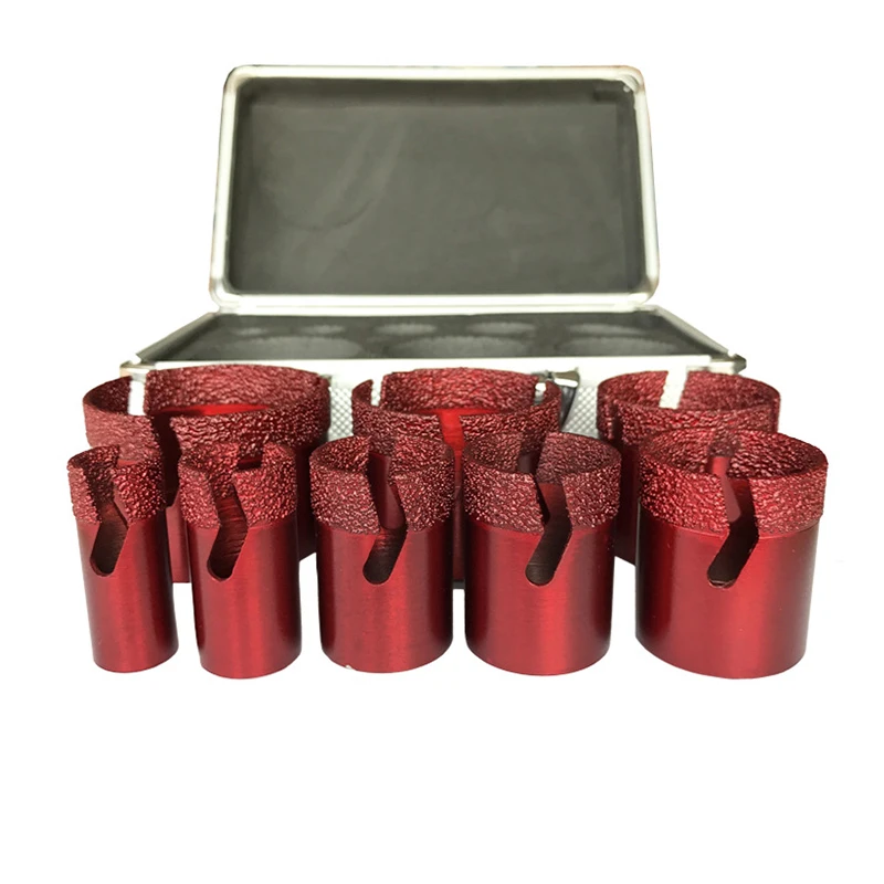8-Pcs-Red-M14-Brazed-Diamond-Hole-Saw-Set-Tapper-Stone-Marble-Tile ...
