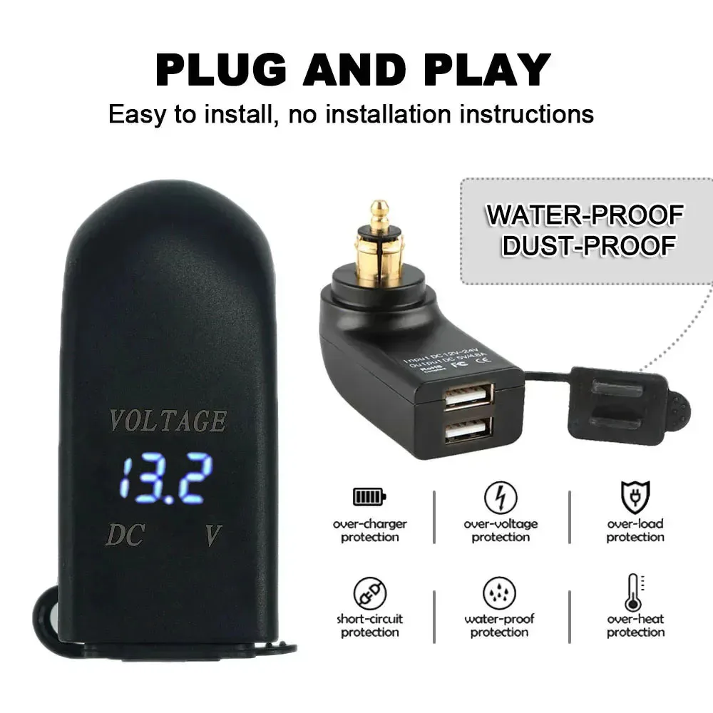 Motorcycle Dual USB Charger Power Adapter For BMW R1200RT R1200GS ...