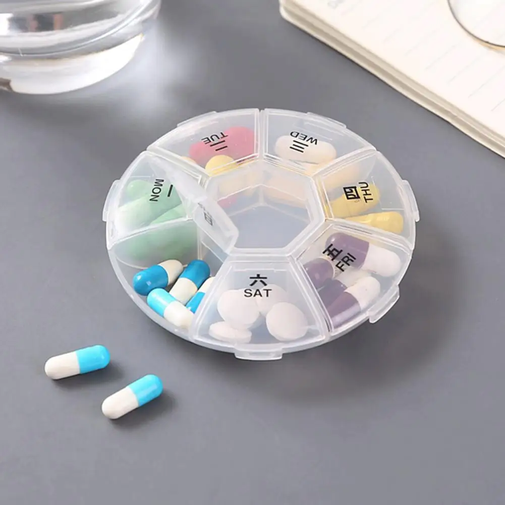 Round-Pill-Case-Plastic-7-Days-Weekly-Tablet-Candy-Box-Multi-purpose ...