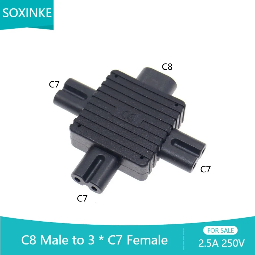IEC320 C8 Male to C7 Female Power Adapter Splitter Connector Converter ...