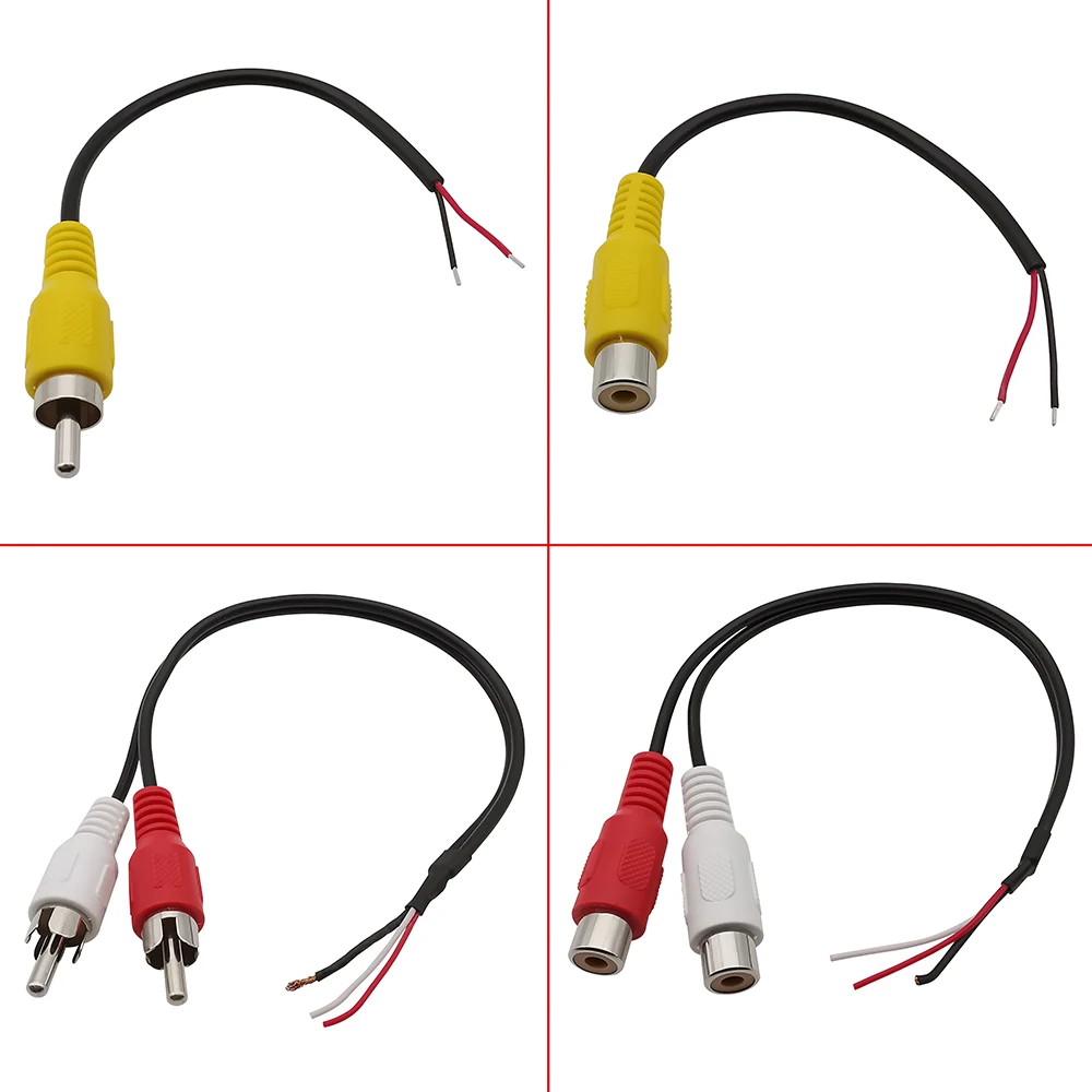 2Pcs-15cm-20cm-Car-RCA-Female-Male-Audio-Cable-Extension-Cable-AV ...