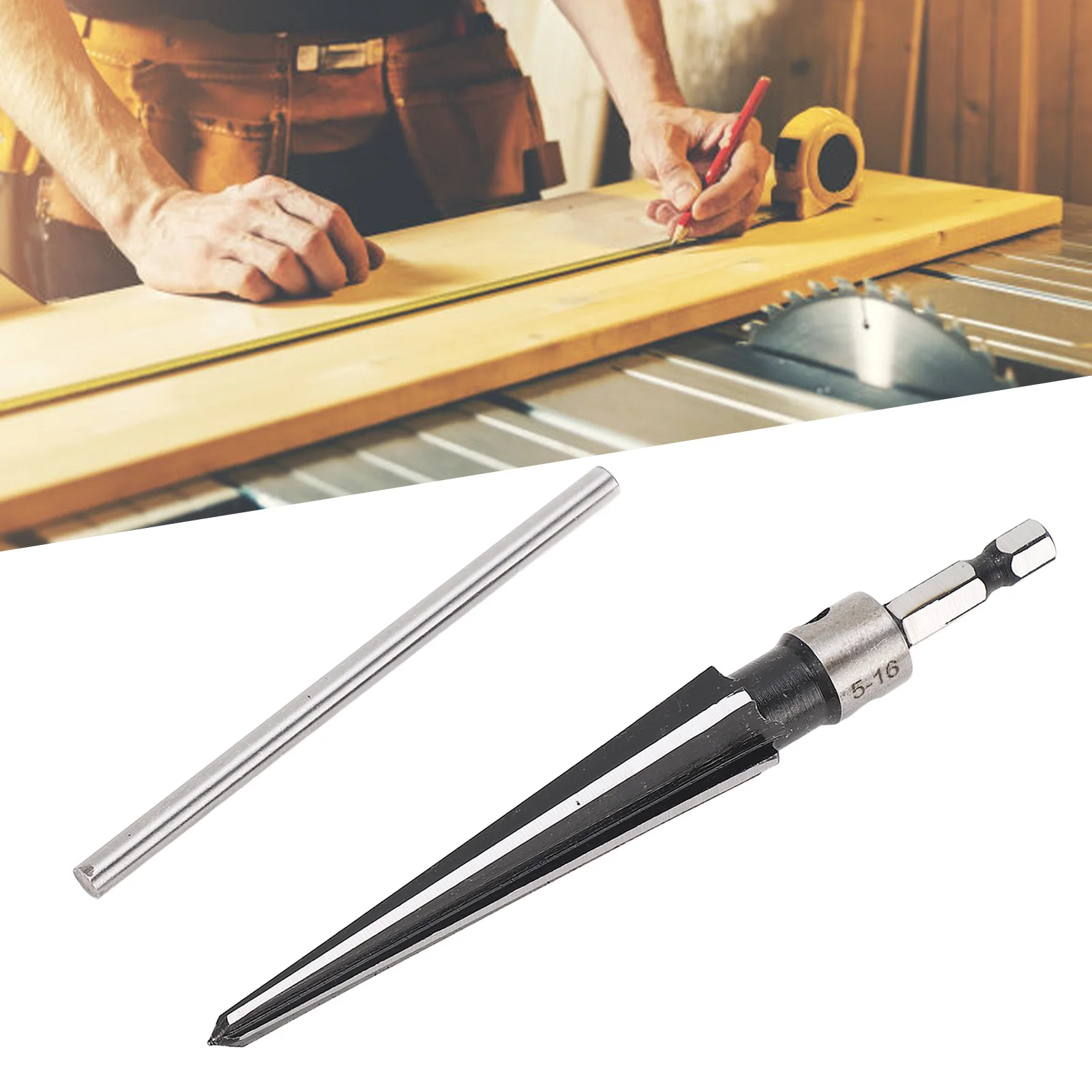 6-Flute-Tapered-Reamer-Conical-End-Hex-Shank-Woodworking-Reamer-T ...