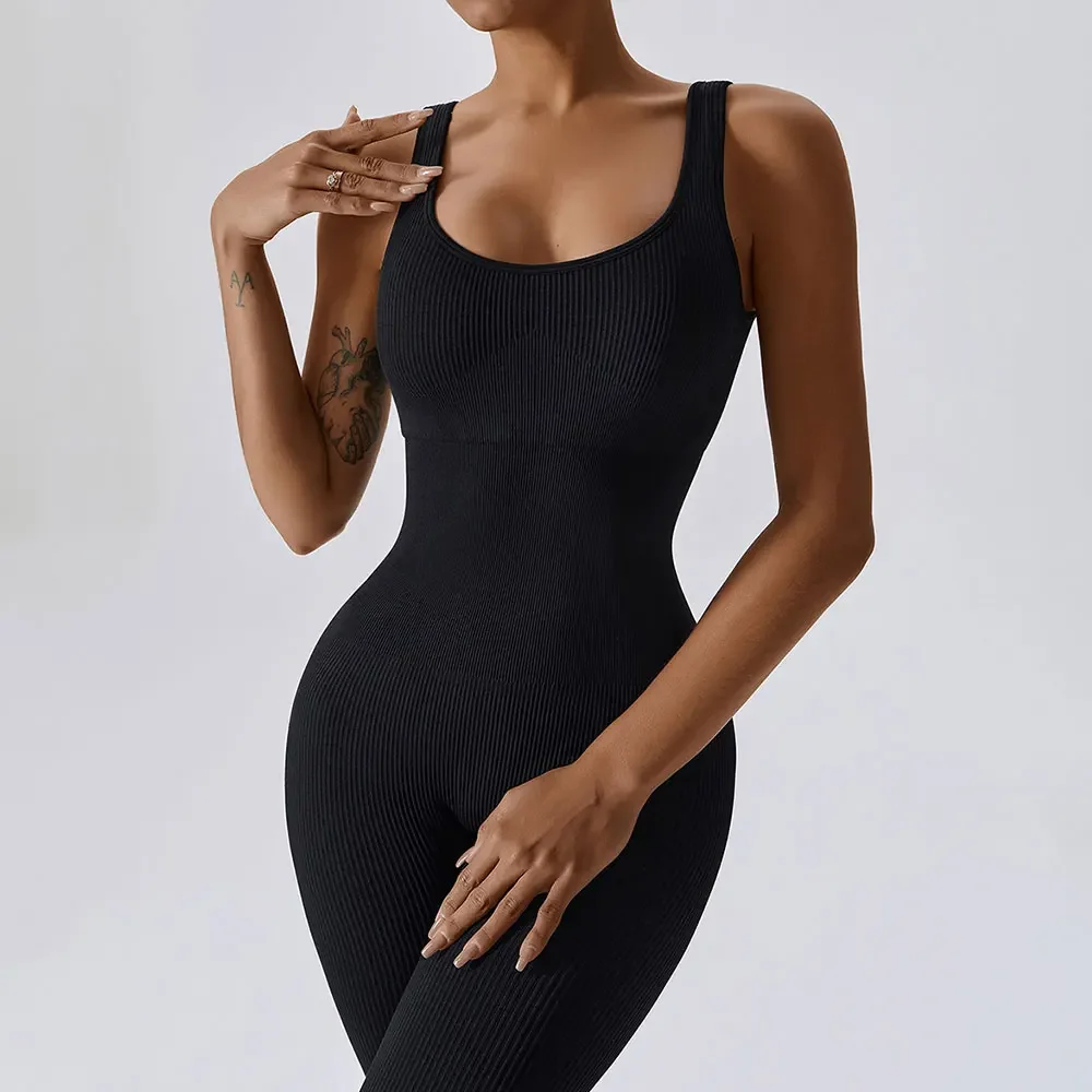 Women-s-Tracksuit-Yoga-Set-Ribbed-Bodysuit-Yoga-Jumpsuits-One-Piece-Workout-Rompers-Sportswear ...