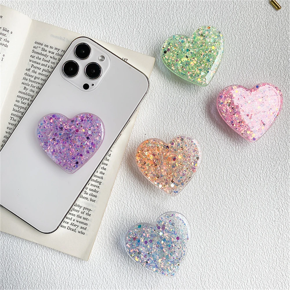 Korean Cute Epoxy Love Heart Phone Grip Tok Griptok Holder Ring For iPhone 14 13 Samsung Phone ...