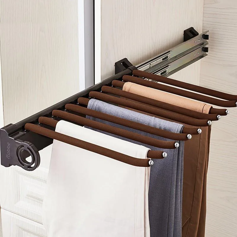 Wardrobe-Pant-Rack-Pants-Storage-Rack-Clothing-Holders-Telescopic-Pants ...