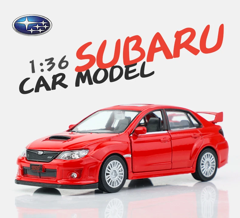 Rouge Avec boite-Modèle réduit de voiture Subaru WRX STI, échelle 1:36 ...
