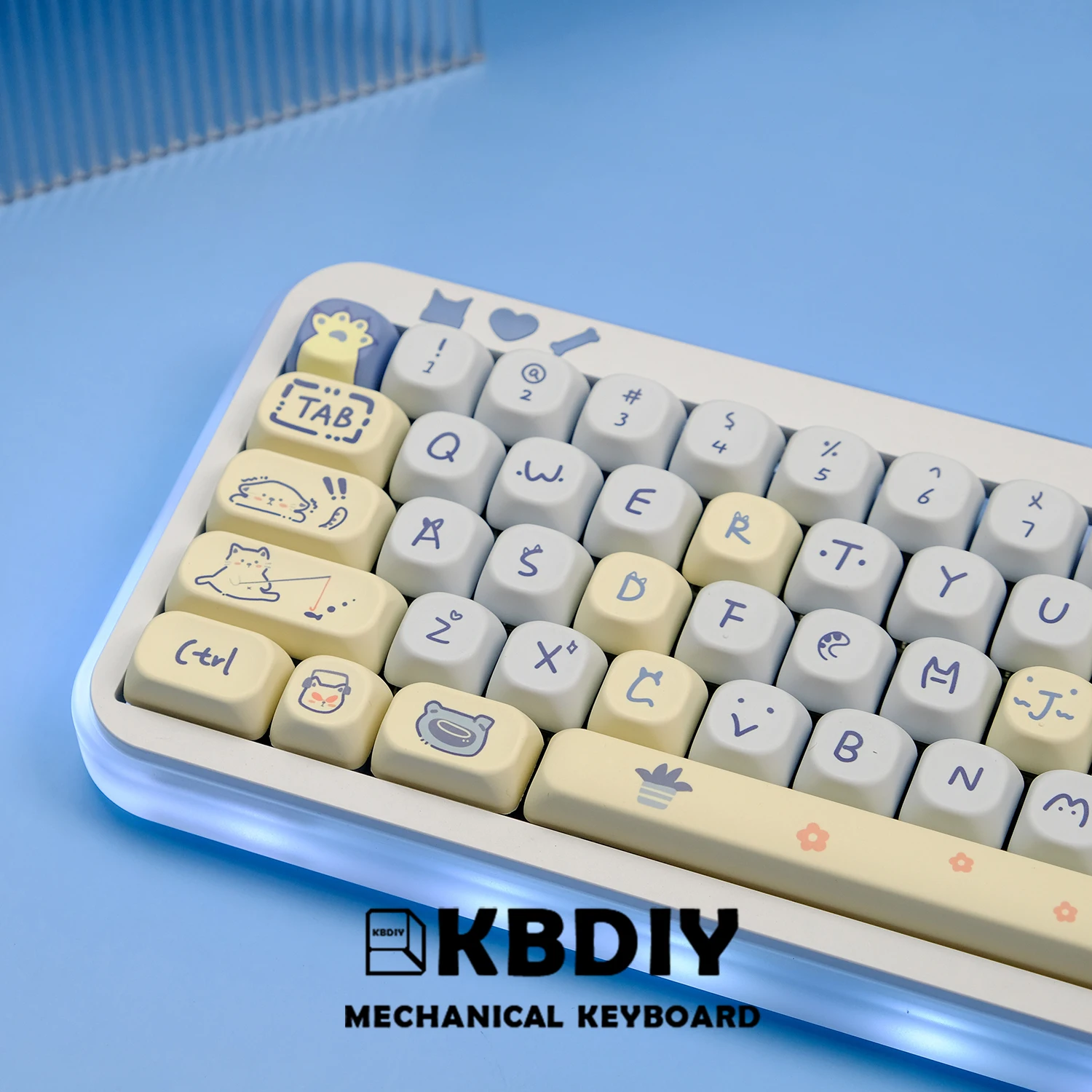 KBDiy-141-Keys-Set-Cute-Blue-Meow-Keycaps-for-Mechanical-Keyboard-PBT ...