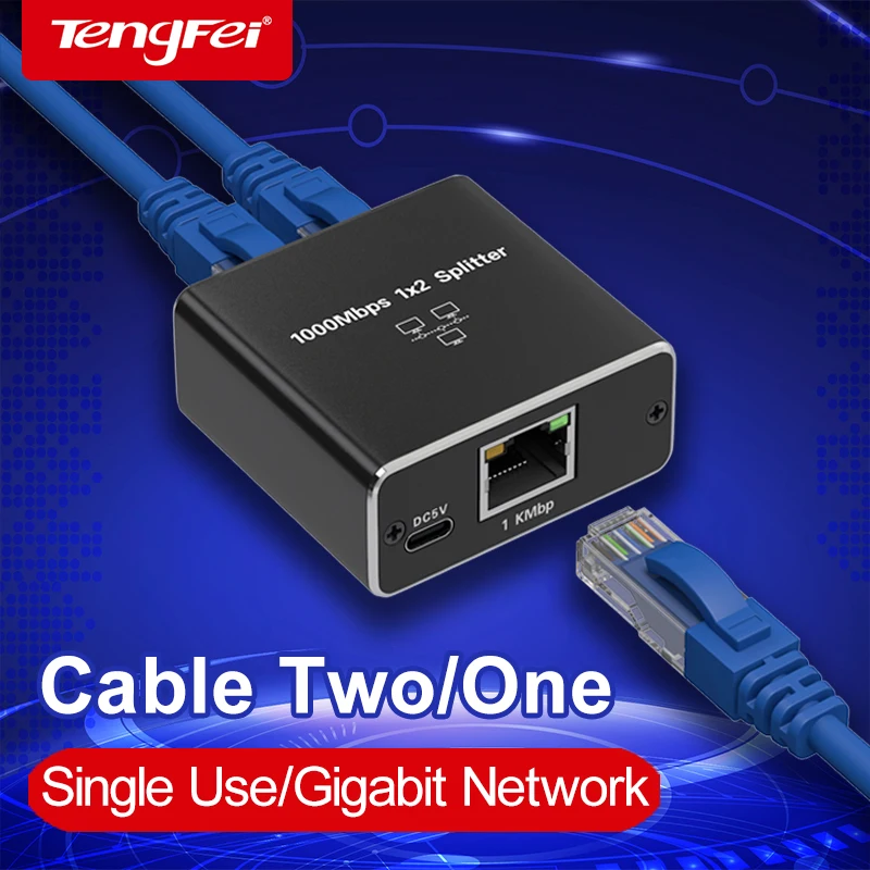 Rj45 Splitter 1 to 2 Gigabit Ethernet Adapter Internet Network Cable ...
