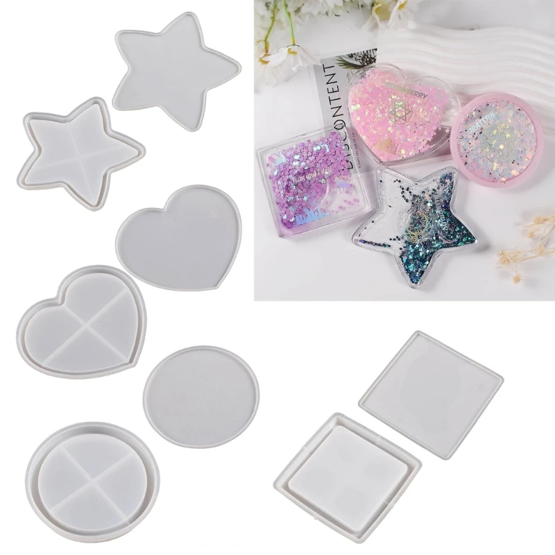DIY-Square-Heart-Round-Star-Shape-Coaster-Shaker-Silicone-Mold ...