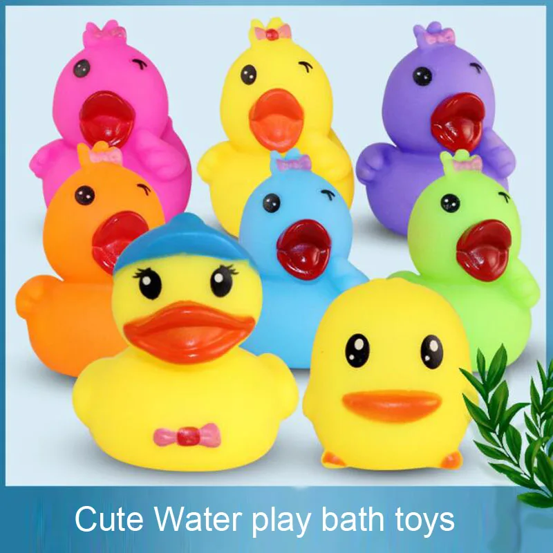 1PCS Kids Cute Duck Squeeze Sound Bath Toy Soft Rubber Float Ducks Play ...