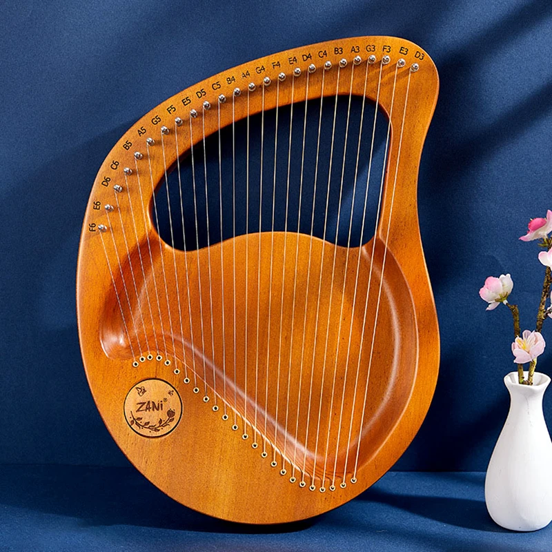 มะฮอกกานี Lyre พิณ21 24 String ชาวยิวกีตาร์พิณเริ่มต้นแบบพกพา Harpa ...