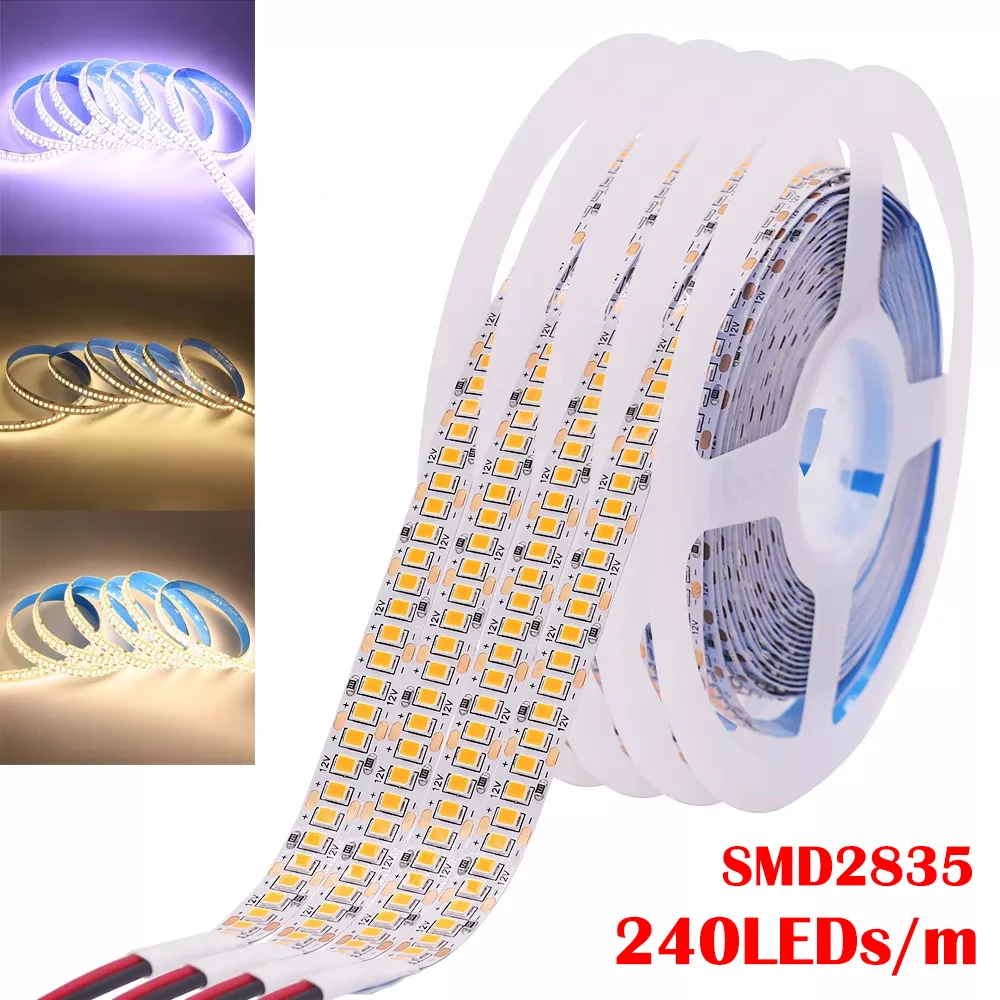 5m 1200leds Led Strip Smd 2835 Dc12v 240leds/m Home Lamp Strip Warm ...