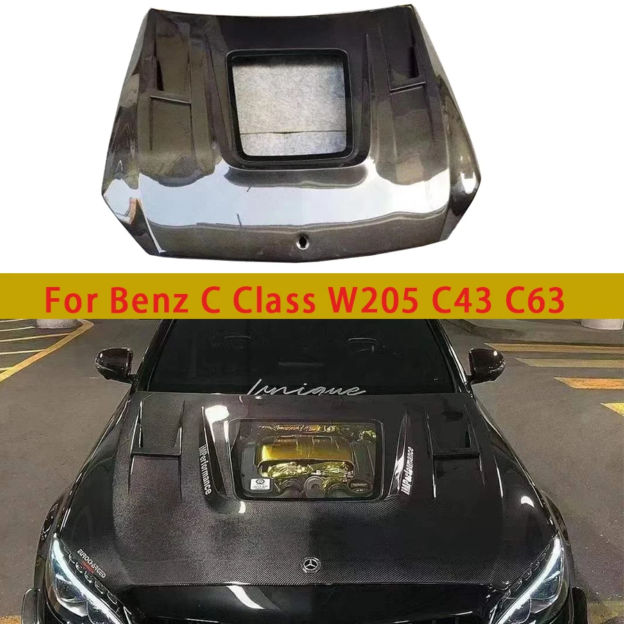 For-Mercedes-Benz-C-Class-AMG-W205-C43-C63-Carbon-Fiber-Hood-Engine ...