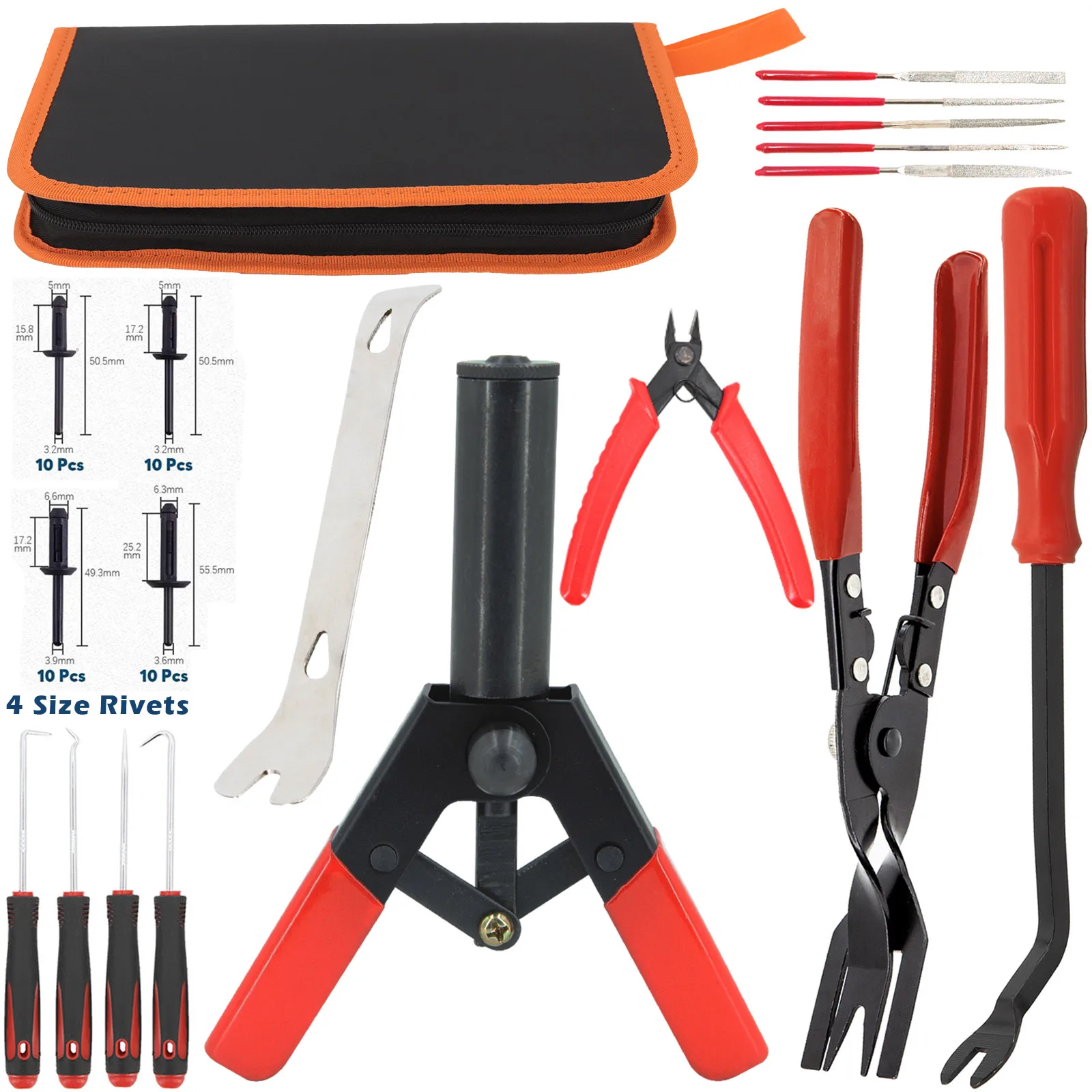 Poly-Pop-Rivet-Gun-Tool-Kit-Clips-Removal-Pliers-Safe-Metal-Plastic ...