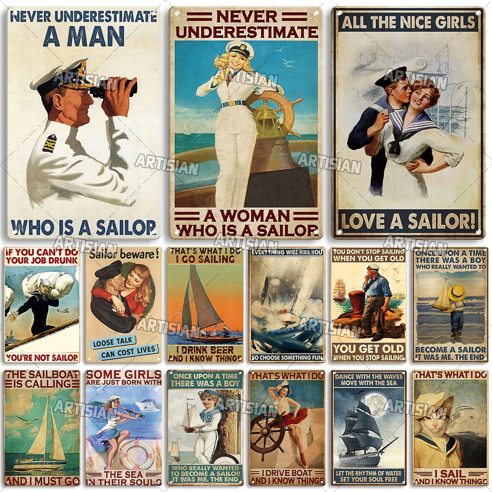 Artisian-Vintage-Job-Metal-Poster-Rusty-Sailor-Decorative-Sign-Sailing ...
