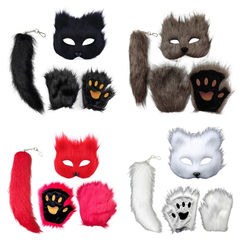 652F-Soft-Foxes-Tail-Paws-Gloves-Plush-Animal-Tail-Furry-Gloves-Foxes ...