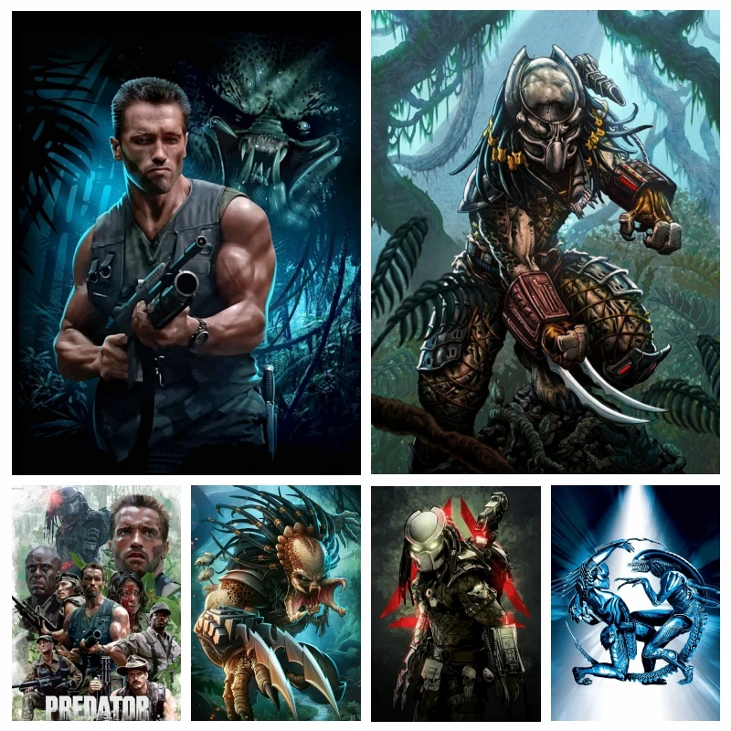 Sci Fi Movie Predator Diamond Painting Full Drills Cross Stitch Arnold ...