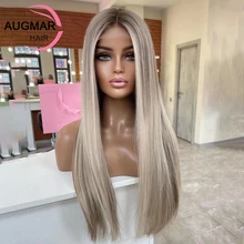 30 Inch Brown Highlight Wig Human Hair Wigs 360 Lace Frontal Wig Remy ...